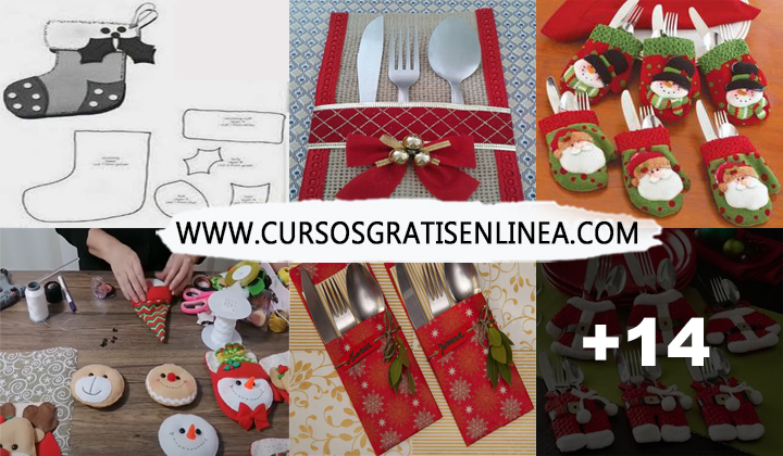 COMO HACER CUBRE CUBIERTOS NAVIDEÑOS CON MOLDES